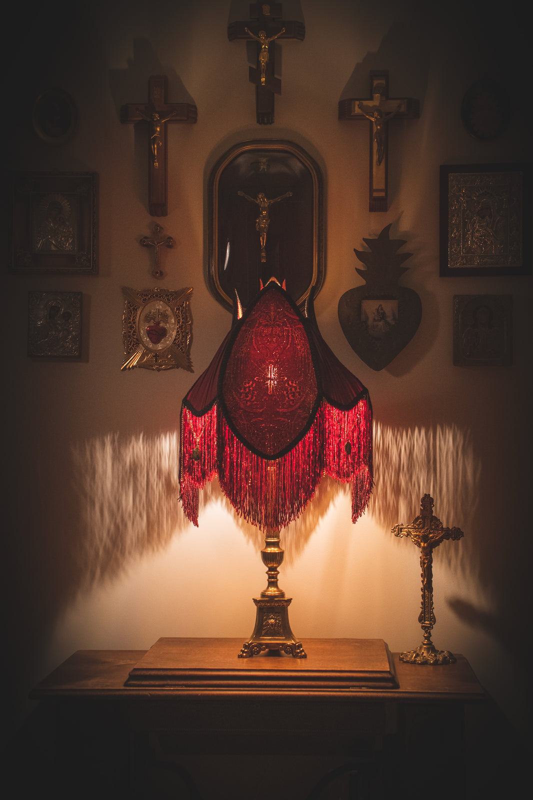 Black & Red Gothic Lampshade – Sacred Remains Lampshades