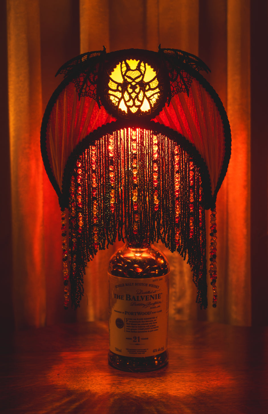 Black & Red Gothic Lampshade – Sacred Remains Lampshades