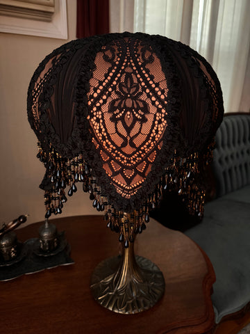 Black & Red Gothic Lampshade – Sacred Remains Lampshades