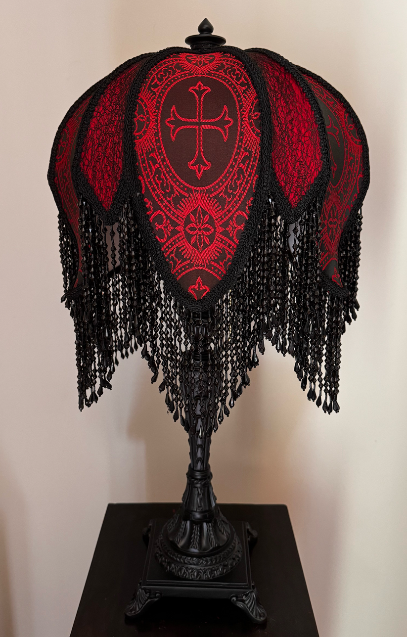Black & Red Gothic Lampshade – Sacred Remains Lampshades