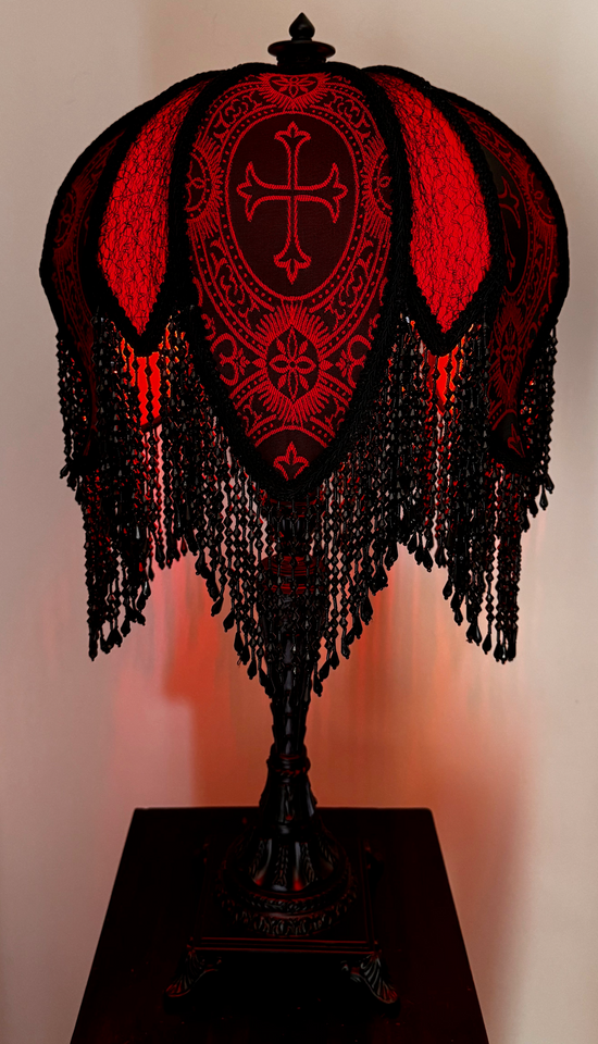 Black & Red Gothic Lampshade – Sacred Remains Lampshades